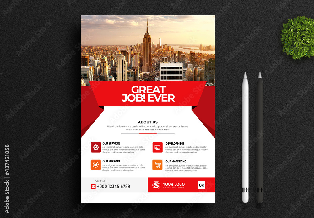 Red Flyer Layout Stock Template | Adobe Stock