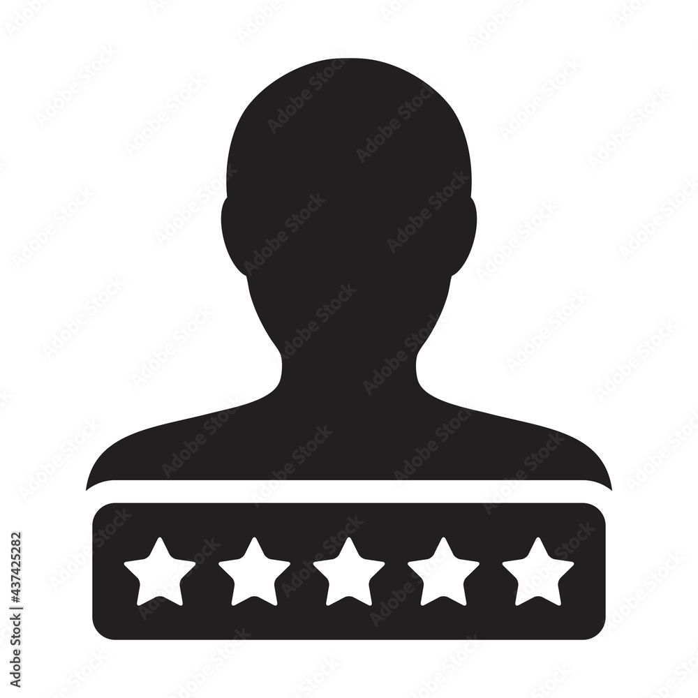 5 Star rating icon for social credit score system vector male user ...