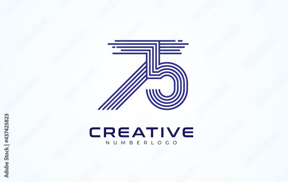 Abstract 75 Number Logo. number 75 monogram line style, usable for ...