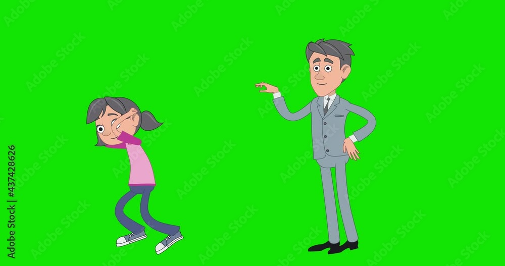 Domestic violence of a man abusing woman 4K Animation on green screen ...