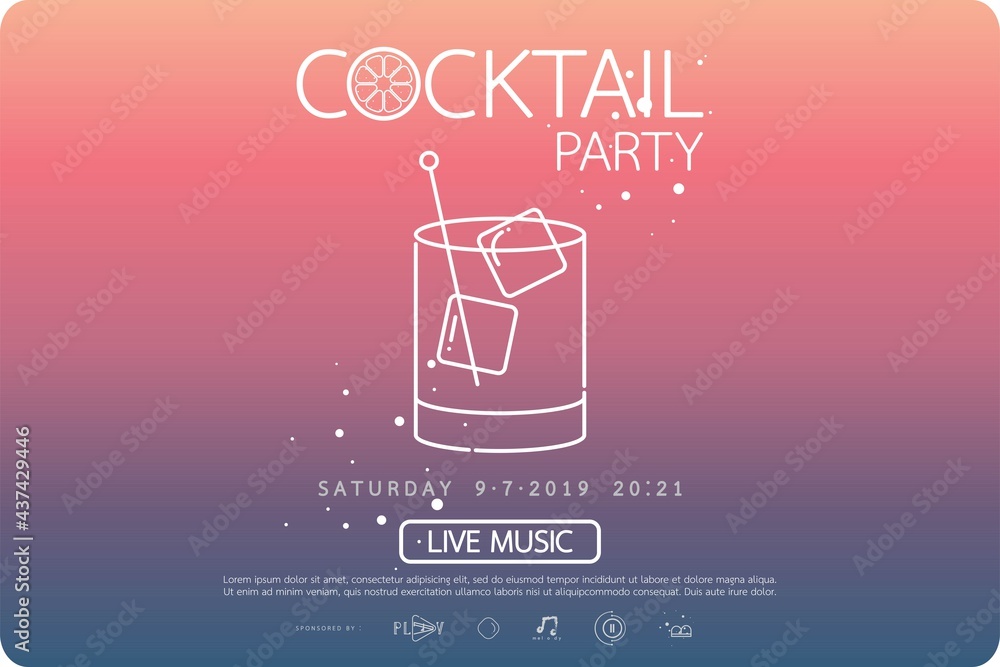 Night cocktail party poster template. cocktail party invitation poster ...