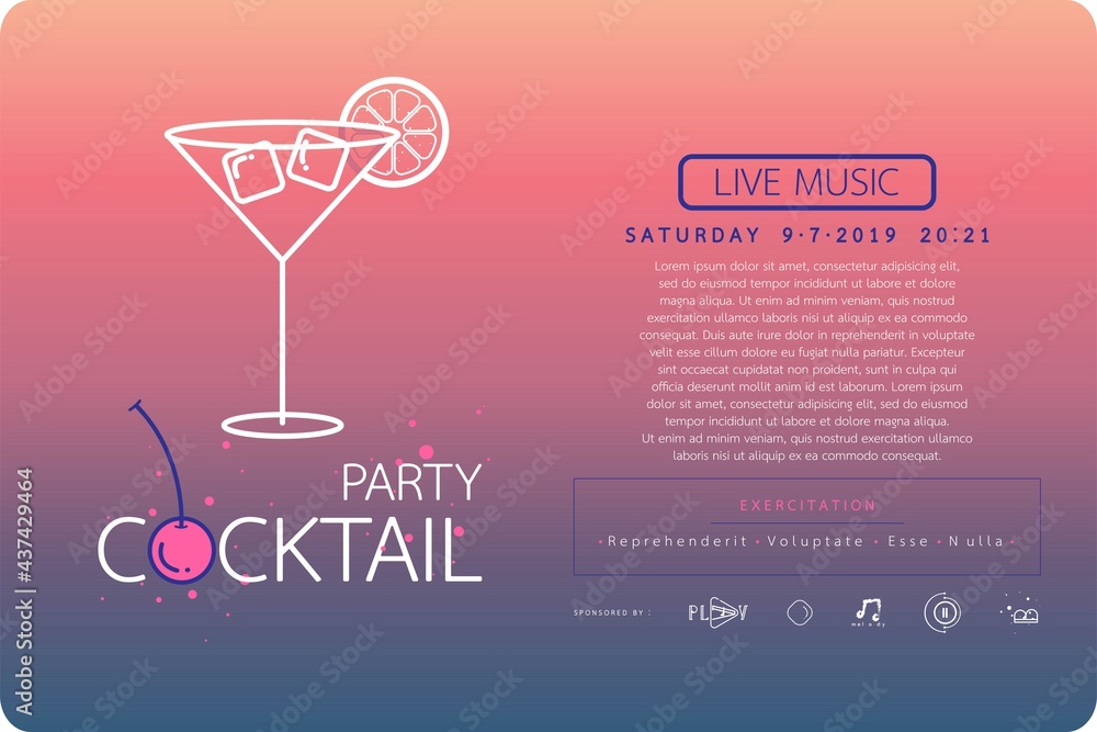 Night cocktail party poster template. Cocktail party invitation poster ...