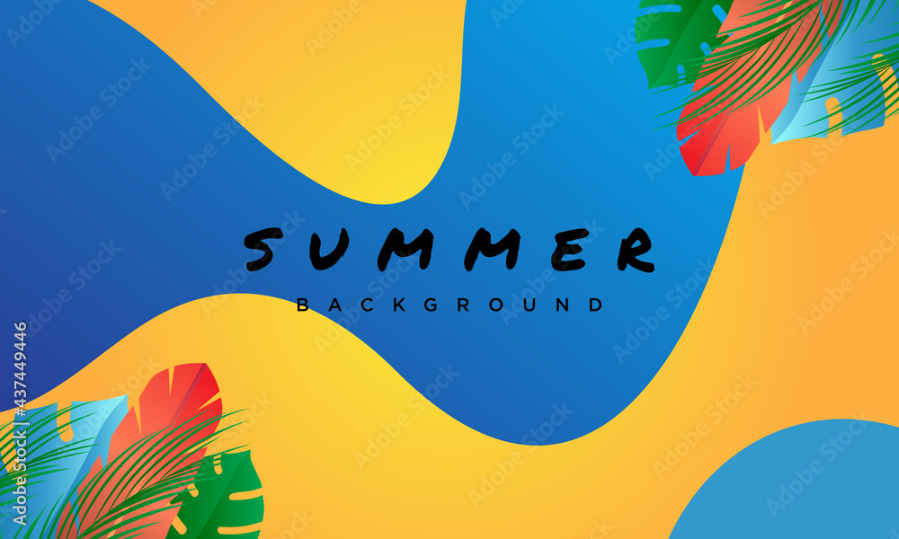 summer background, summer banner with yellow and blue color, minimal ...