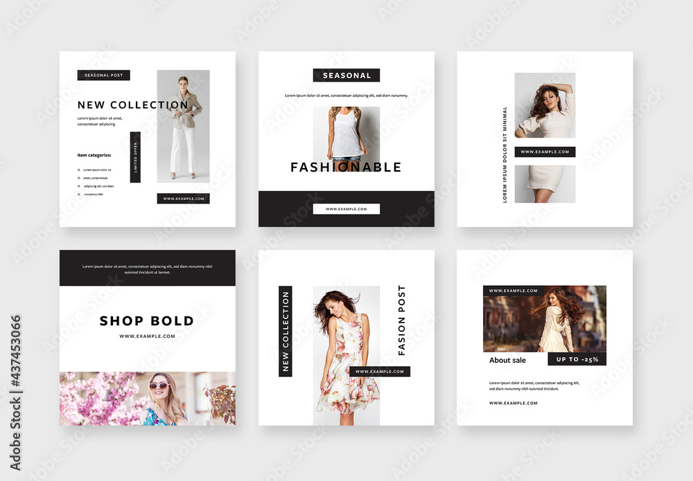 Pastel Color Social Media Post Layouts with Square Design Elements ...