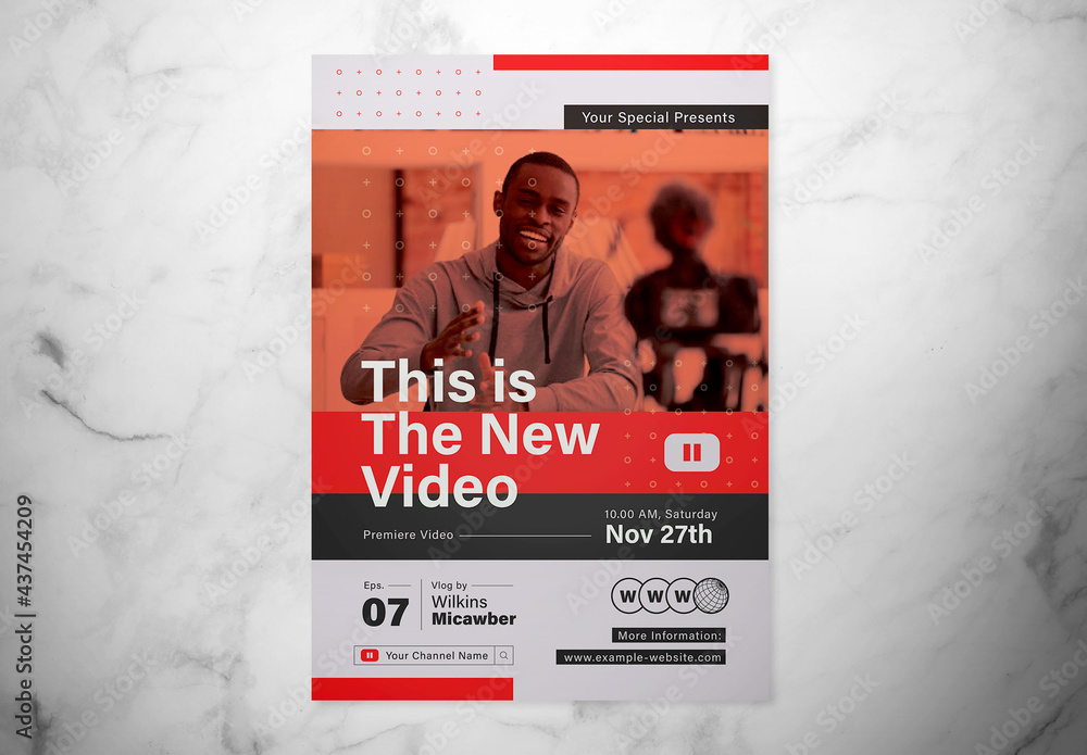 New Youtube Video Promotion Flyer Stock Template | Adobe Stock