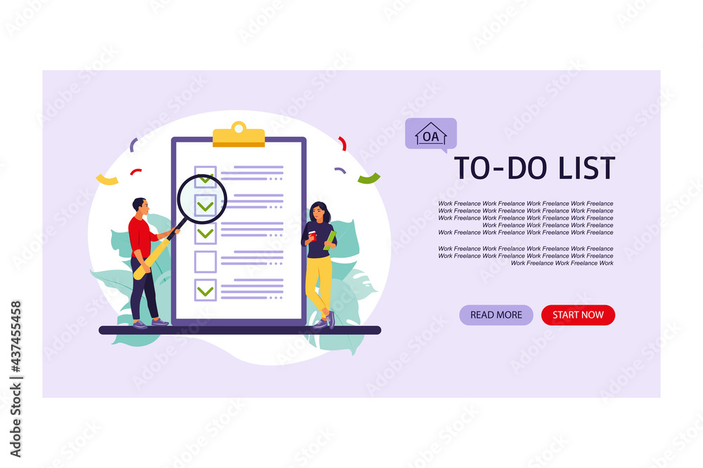 Checklist, to-do list landing page. Business idea, planning or coffee ...