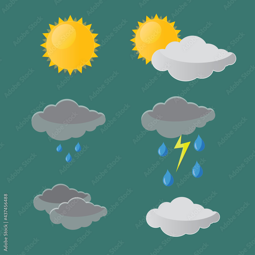Weather forecast icons. Climate vector linear colorful icon set. Vector ...