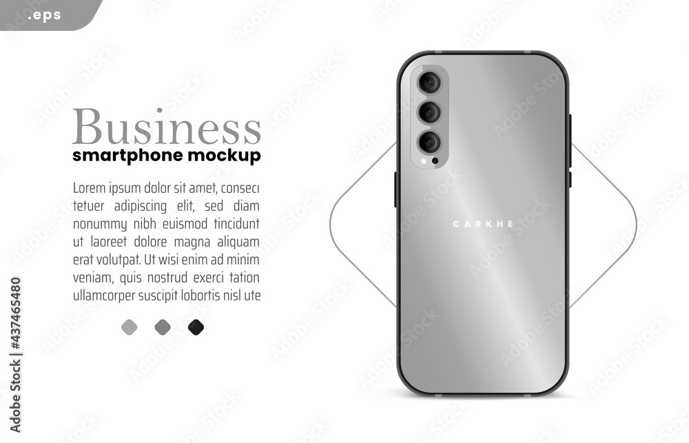 Vetor do Stock: Grey Business Smartphone frame less blank screen. 3D ...