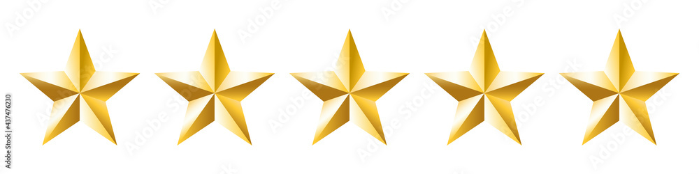 Realistic gold stars vector set. Star rating. Gold star award Stock ...