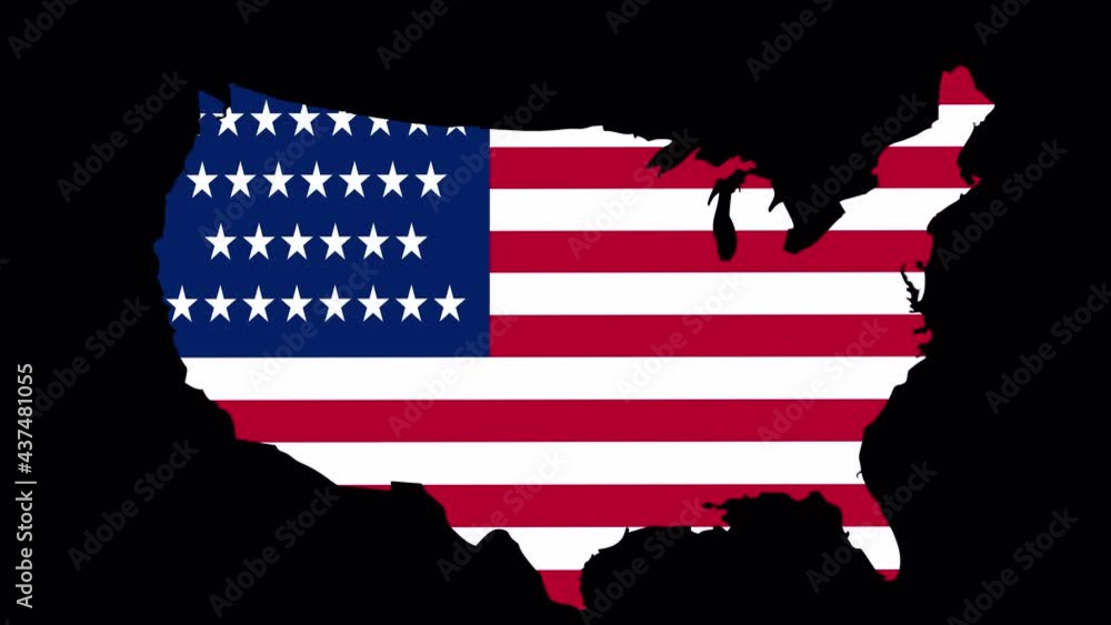 United States map flag video. 3d United States American map showing the ...