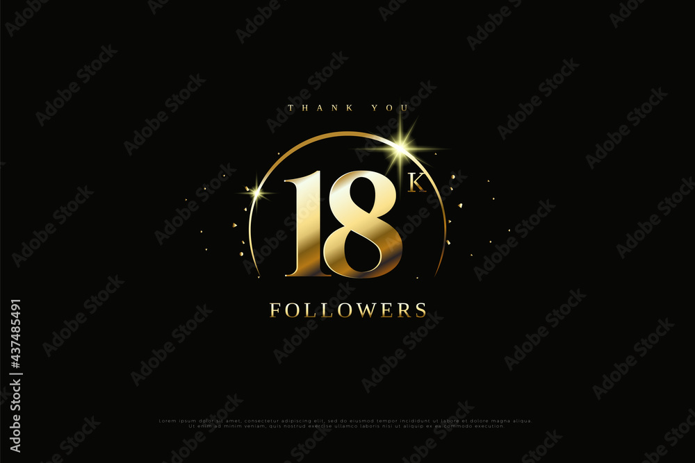 Thank you 18k followers with golden arch background over numbers. Stock ...
