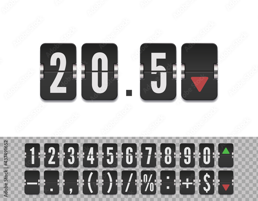 Analog countdown number font. Flip numbers and symbols font for ...