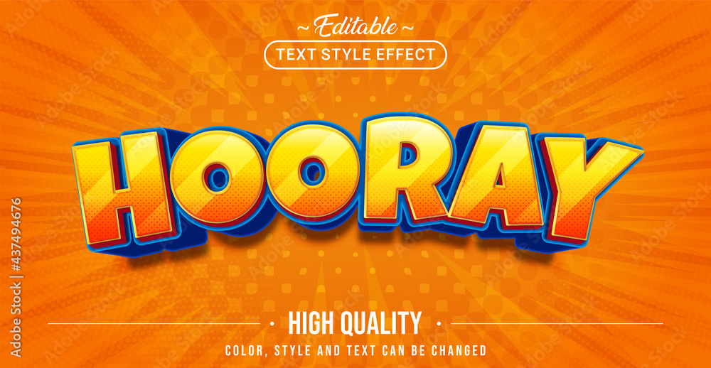Editable text style effect - Fun Hooray text style theme. Stock Vector ...