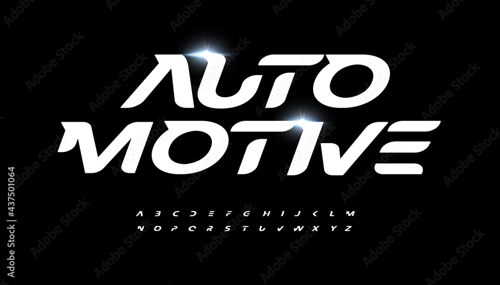 Automotive alphabet letter font. Modern logo typography. Speed race and ...