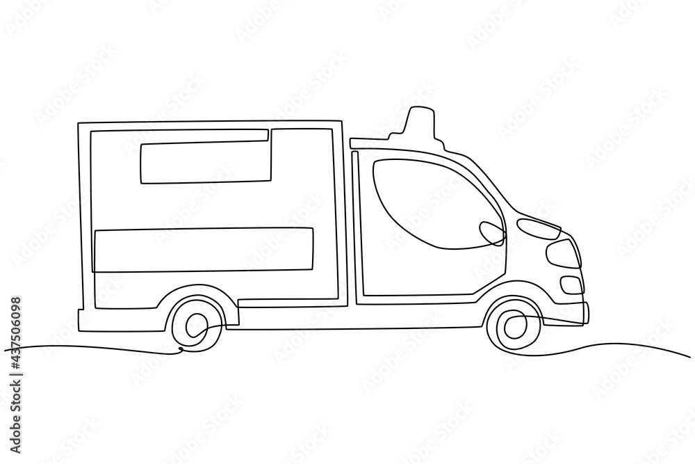 continuous line drawing of ambulance car vector illustration Stock ...
