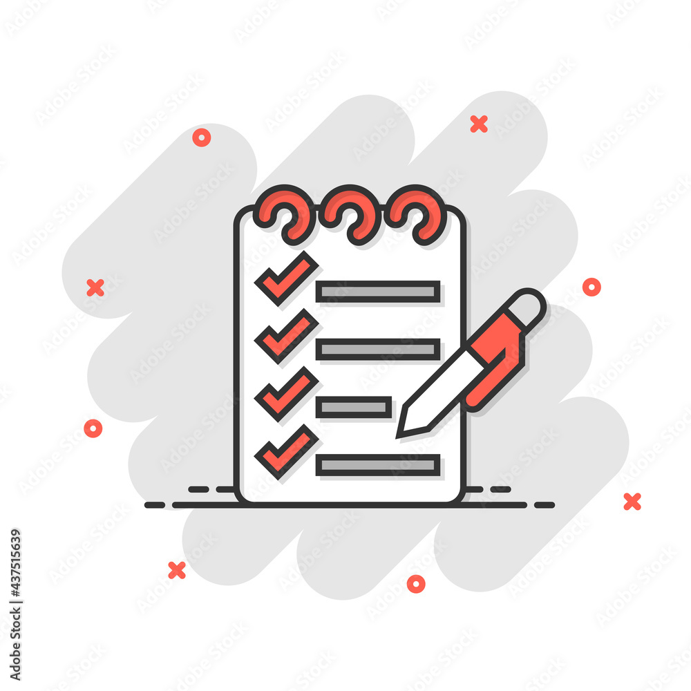 To do list icon in comic style. Document checklist cartoon vector ...
