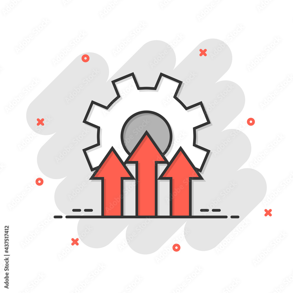 Improvement icon in comic style. Gear project cartoon vector ...