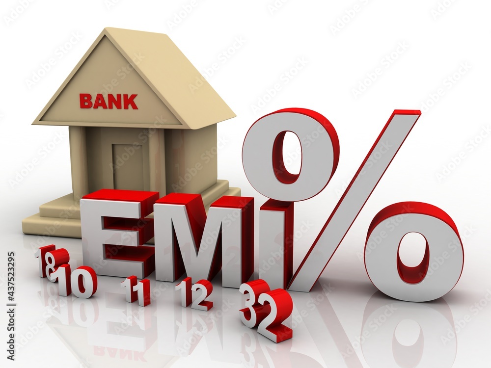 3d rendering Build bank with EMI percentage Stock Illustration | Adobe ...