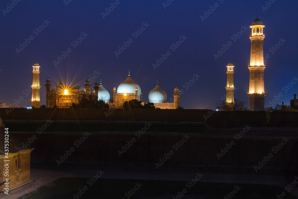 World famous Badshahi mosque was built in Mughal ear and is situated in ...