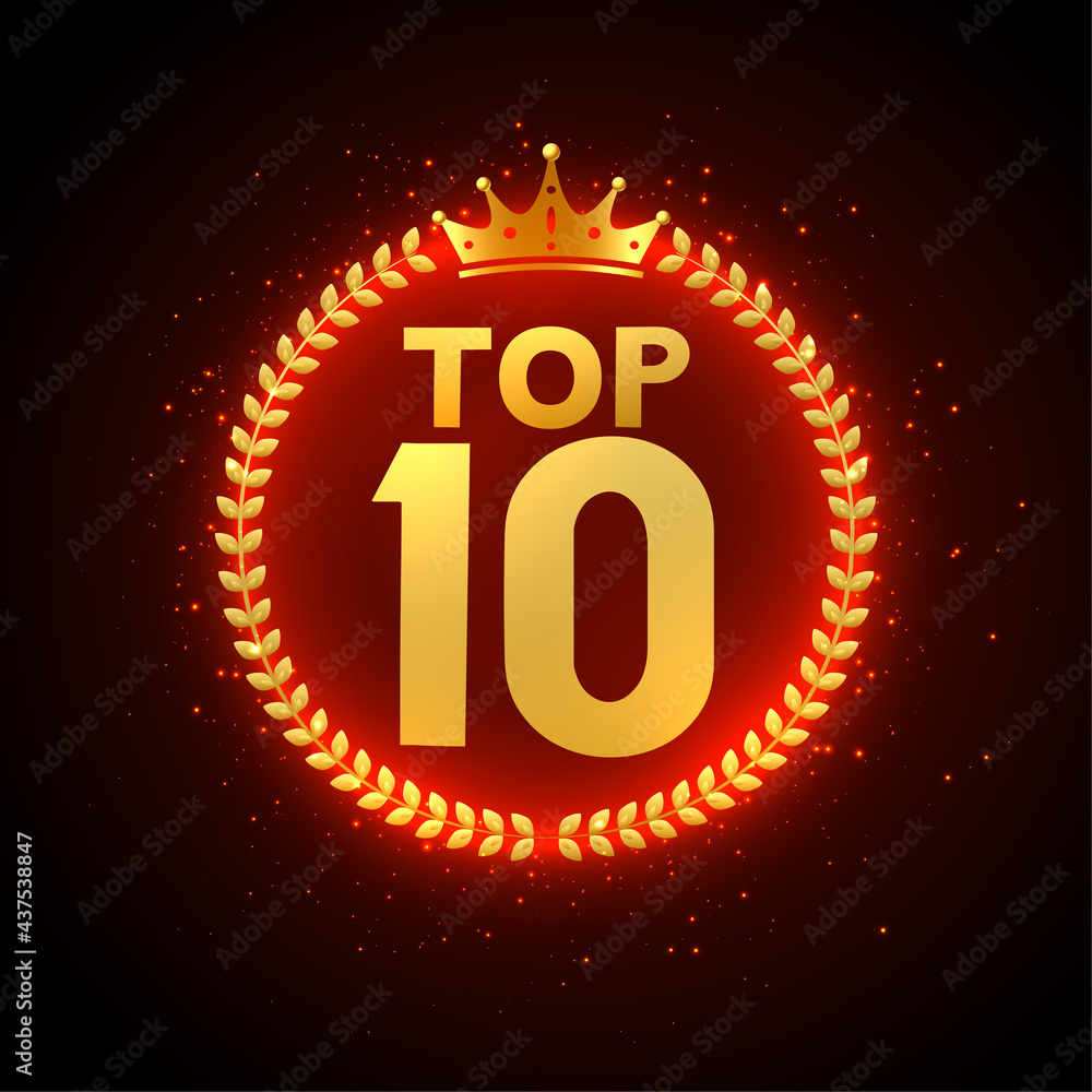 top 10 award background in golden with crown Stock Vector | Adobe Stock