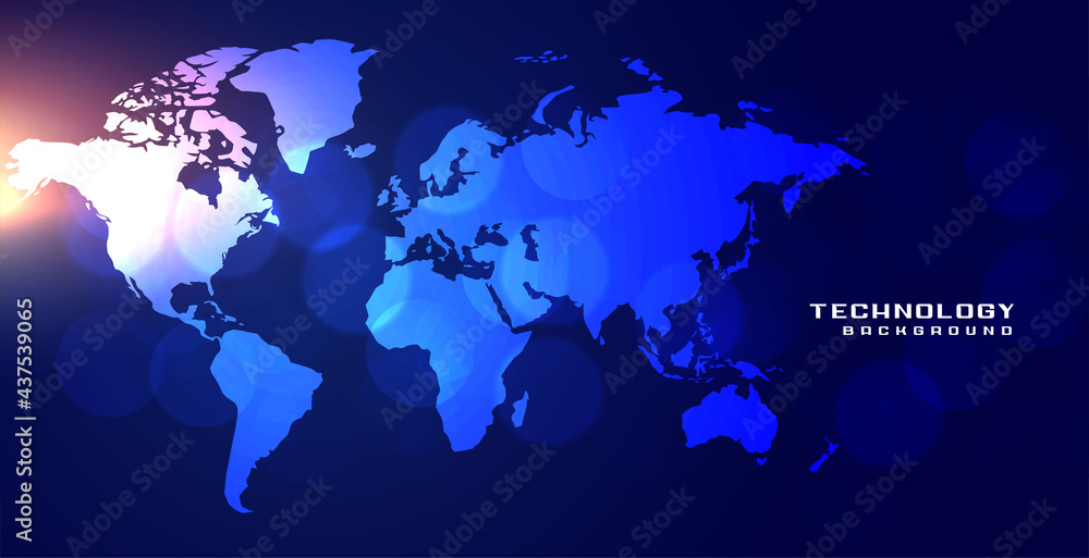 technology word map with light effect background Stock Vector | Adobe Stock