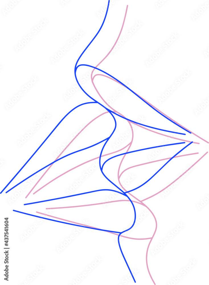 Original line hand draw illustration of a kiss. Design for tattoo ...