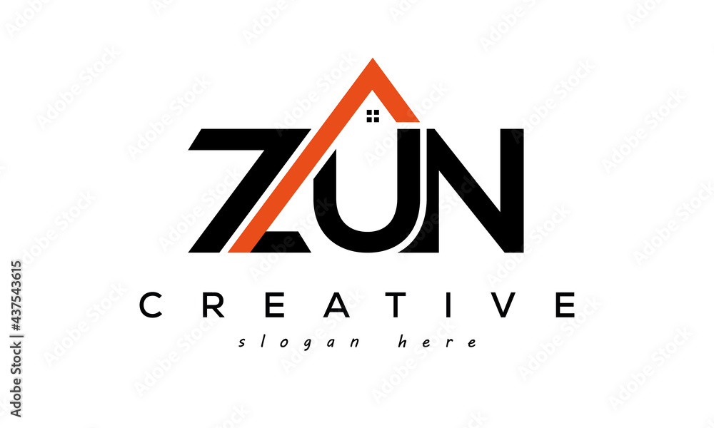 initial ZUN letters real estate construction logo vector Stock Vector ...