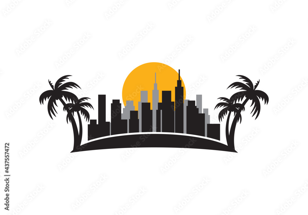 Miami skyline logo design illustration vector eps format , suitable for ...