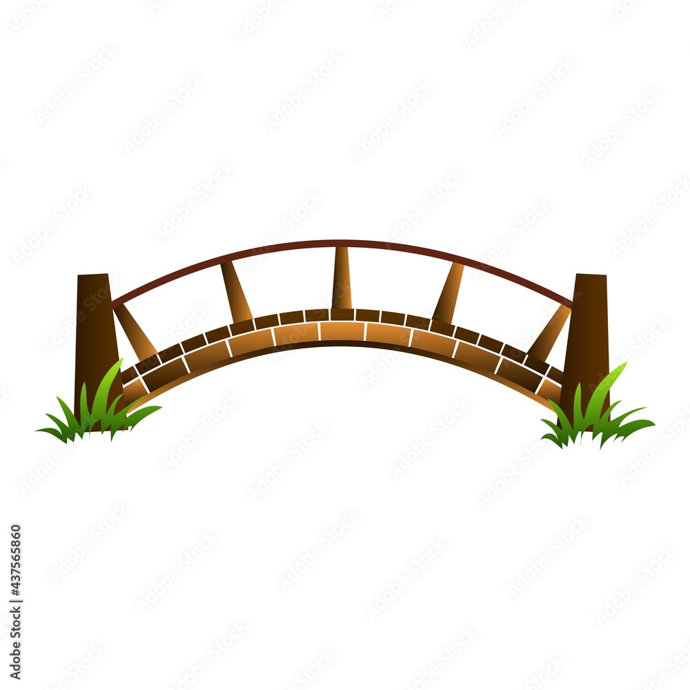Wood bridge icon, cartoon style Stock Vector | Adobe Stock