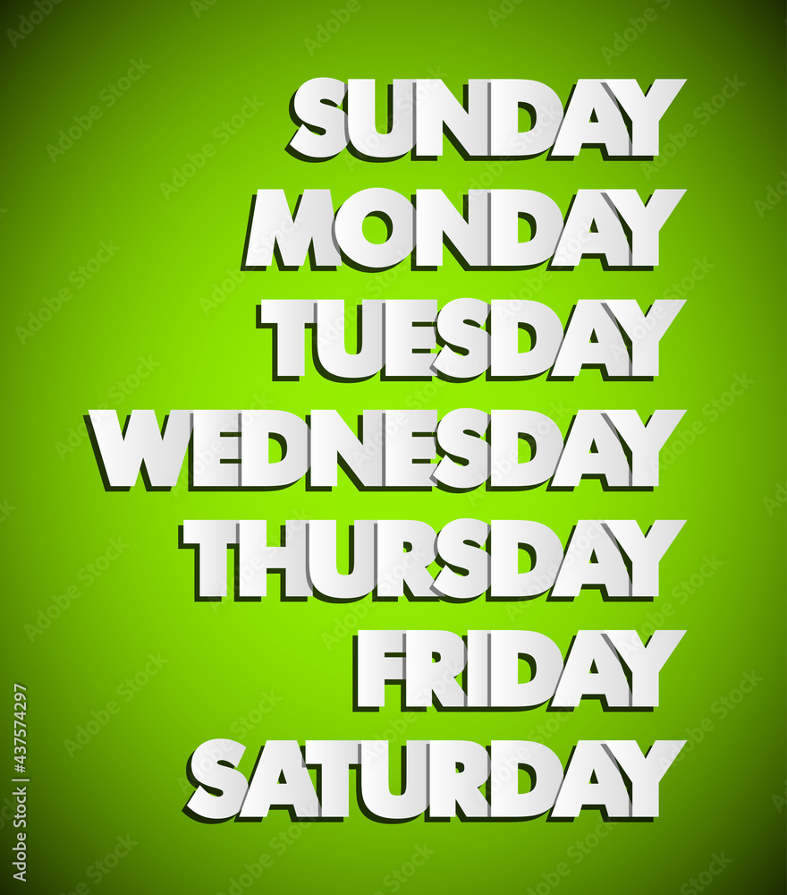 Paper drawn weekdays. Seven days lettering. Calendar. Handwritten days ...