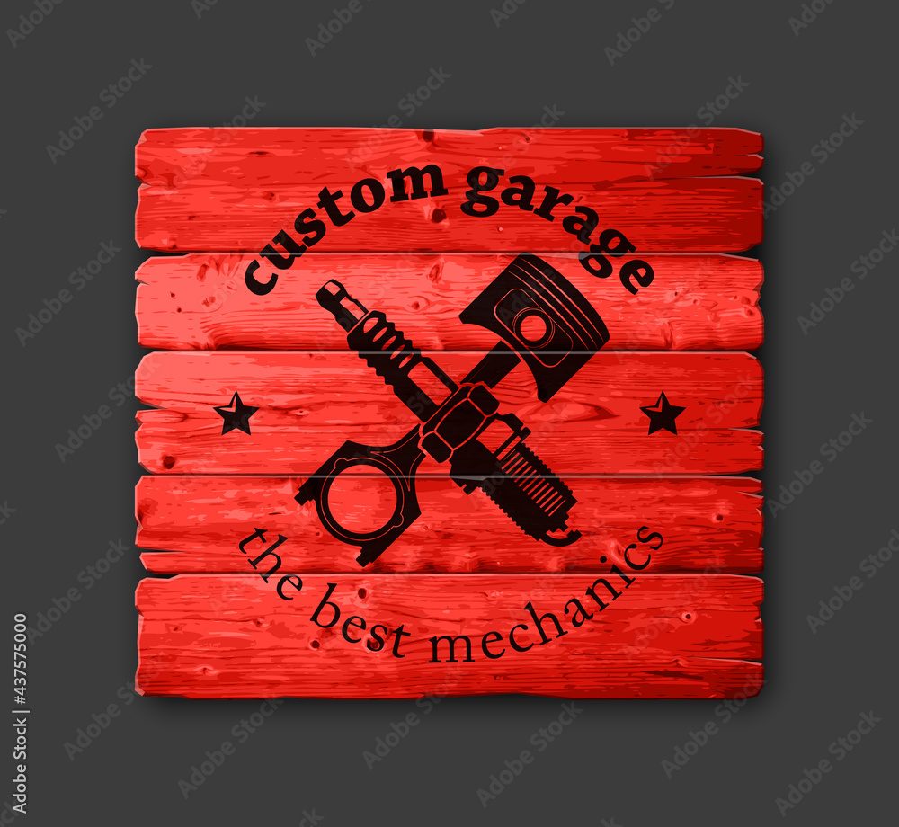 Vintage car symbols wood board background. Car service icon, vehicle ...