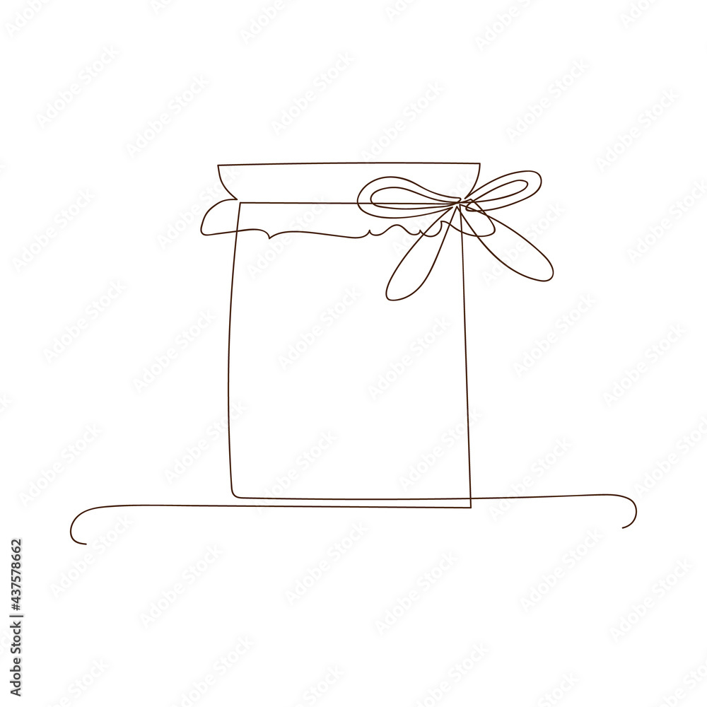 Simple line art glass canning jar. Preserved food, jar for jam, for ...