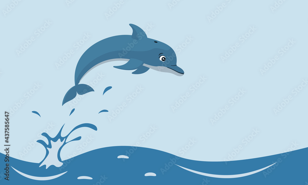 Cartoon Dolphin In Water