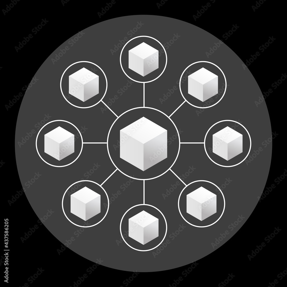 Microservice architecture 3d vector, cube. Isolated illustration. Stock ...
