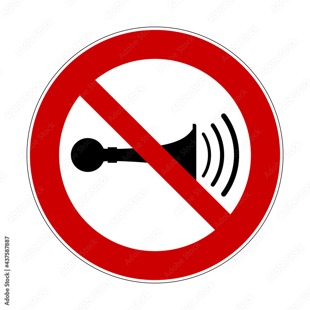 No honking sign. Vector illustration of red crossed out circular ...