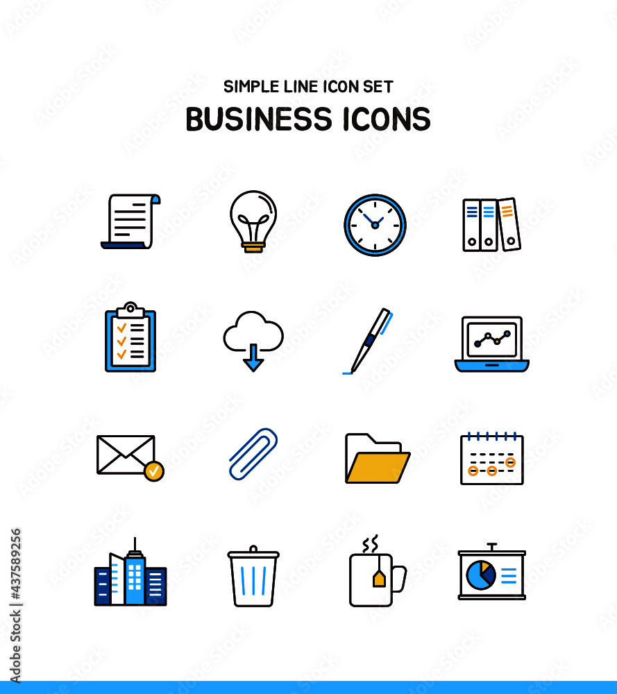 Simple line Business icons Stock 벡터 | Adobe Stock