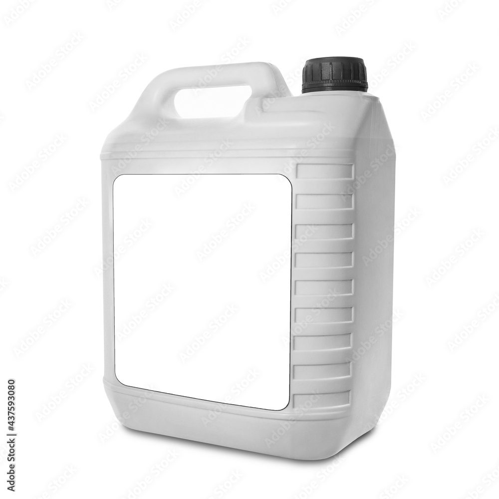 Plastic canister isolated on white background. Mock up for label, brand ...