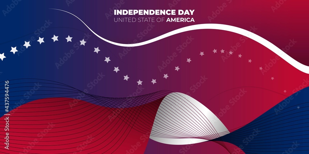 Happy Independence day for United State of America with red and blue ...