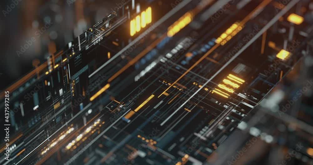 High tech technology geometric and connection system background with ...