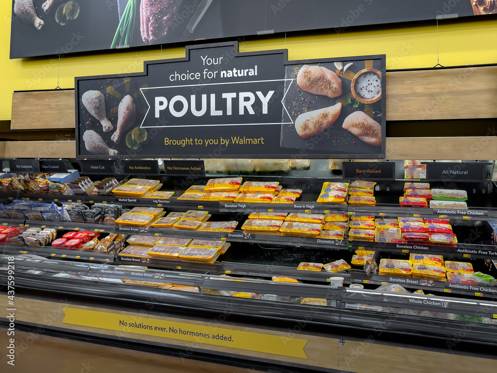 ATLANTA, GEORGIA - June 5, 2021 : Fresh chicken poultry in a ...