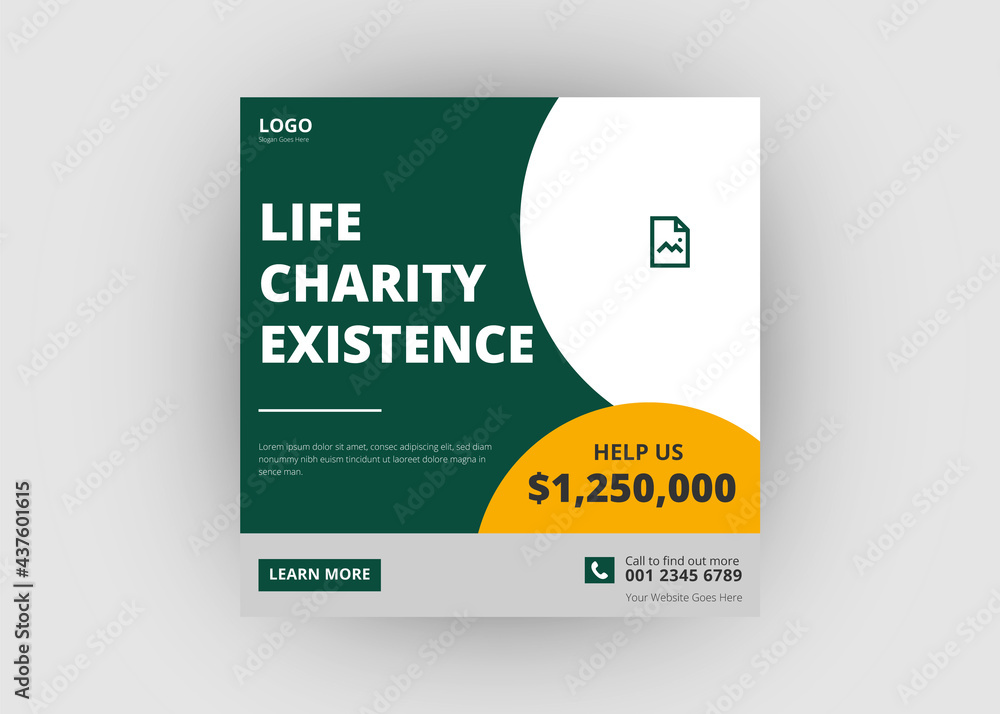Charity social media post design. Charity donation social media ...