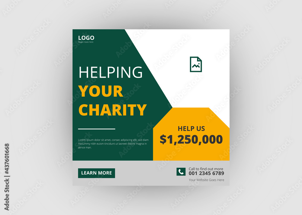 Charity social media post design. Charity donation social media ...