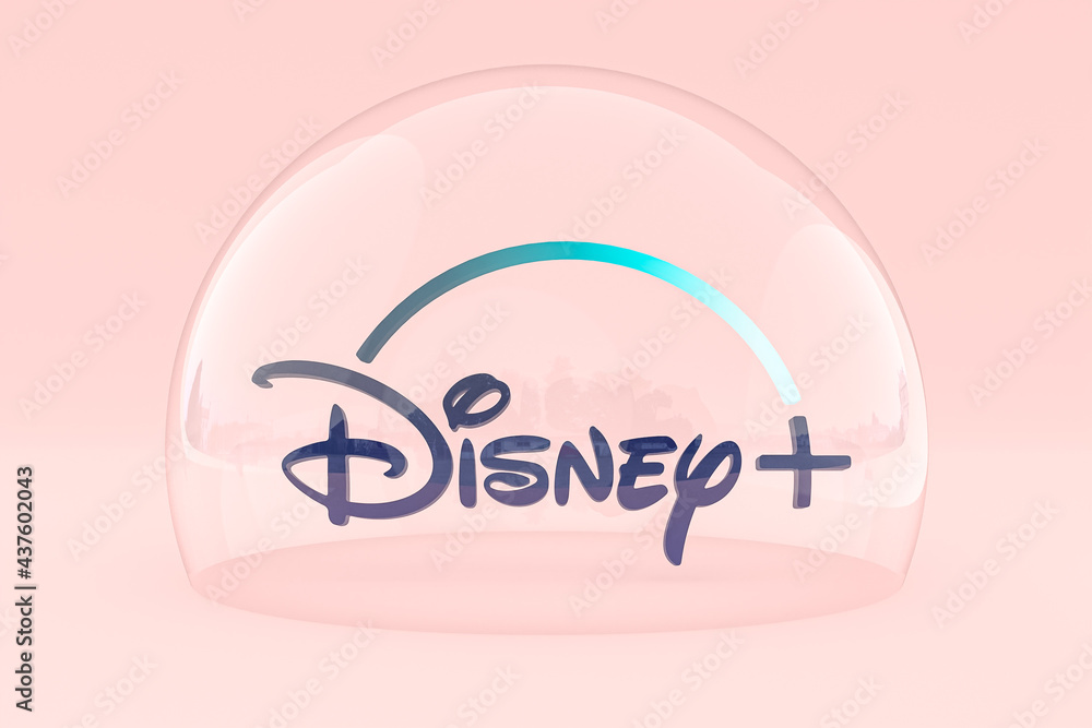 disney plus acrylic glass logo and disney plus icons copy space Stock ...