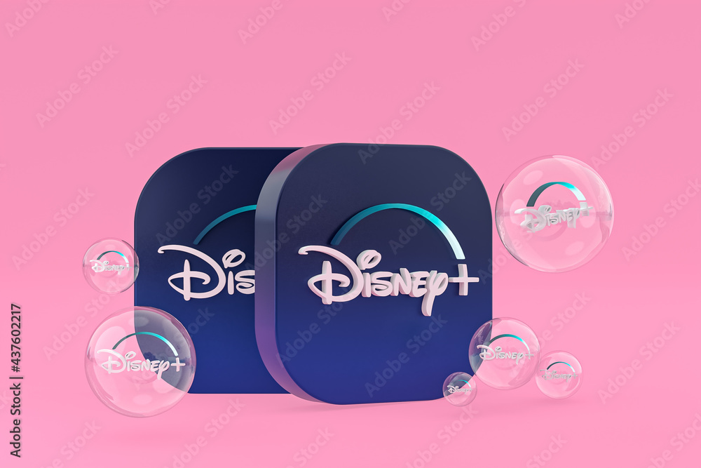 disney plus acrylic glass logo and disney plus icons copy space Stock ...