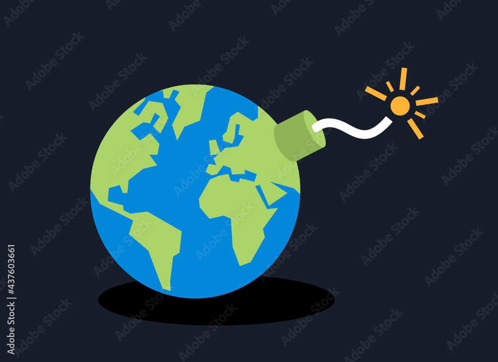 Planet earth as time bomb. Global catastrophe and disaster, destruction ...