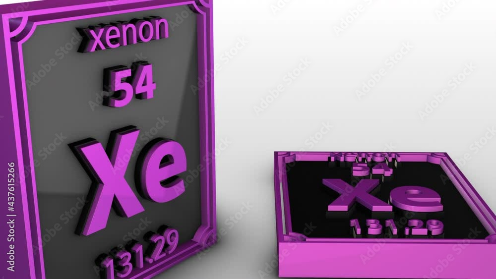 Periodic Table Of Elements - Xenon - Xe - 3d animation model on a white ...