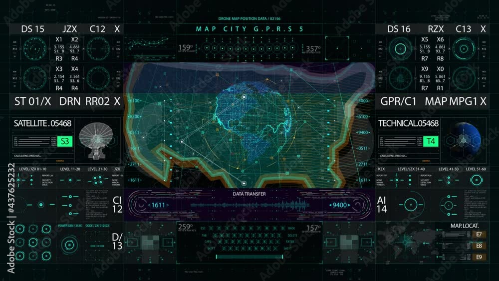 World map HUD interface display Stock Video | Adobe Stock
