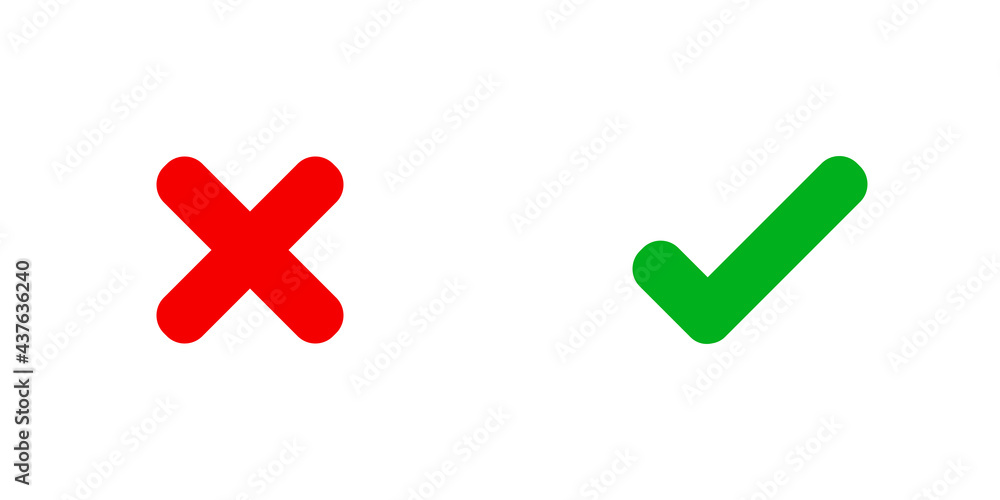Icono de incorrecto y correcto. Elementos gráficos, x roja y visto ...