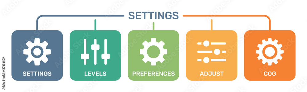 Setting and adjustment system icons set isolated on white background ...