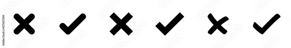 Conjunto de iconos de incorrecto y correcto. Elementos gráficos, x y ...